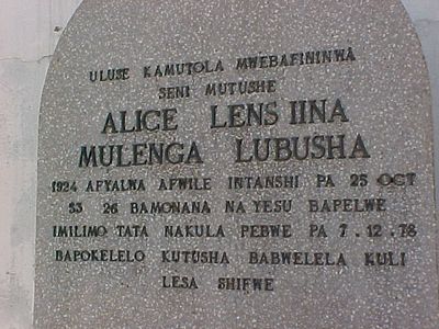 Alice Lenshina - Chalo Chatu, Zambia online encyclopedia